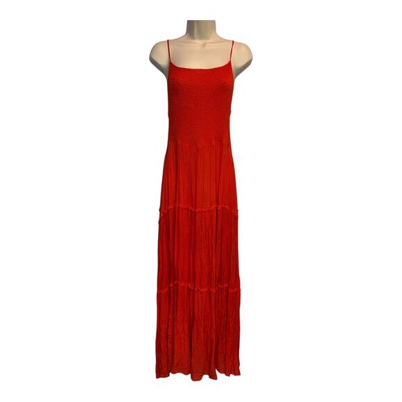 Jaase | Dresses | Jaase Red Smocked Tiered Maxi Dress Boho Cottagecore ...